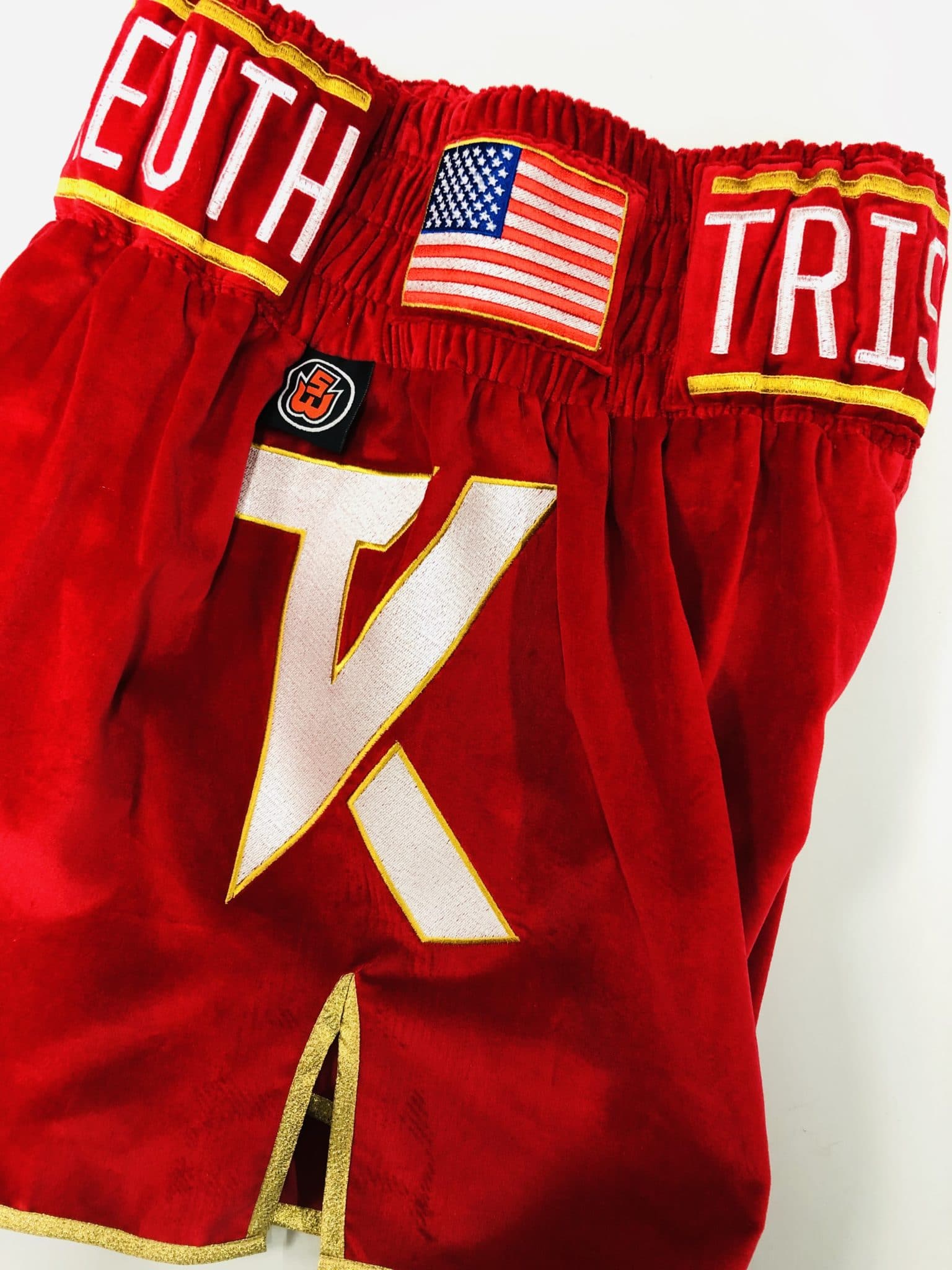 Tristan Kalkreuth Red Velvet Boxing Shorts | Suzi Wong Creations Ltd