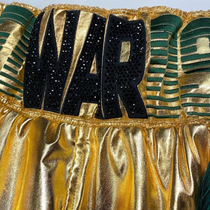 Sunny Edwards Wetlook and Velvet Golden Boxing Shorts and Robe